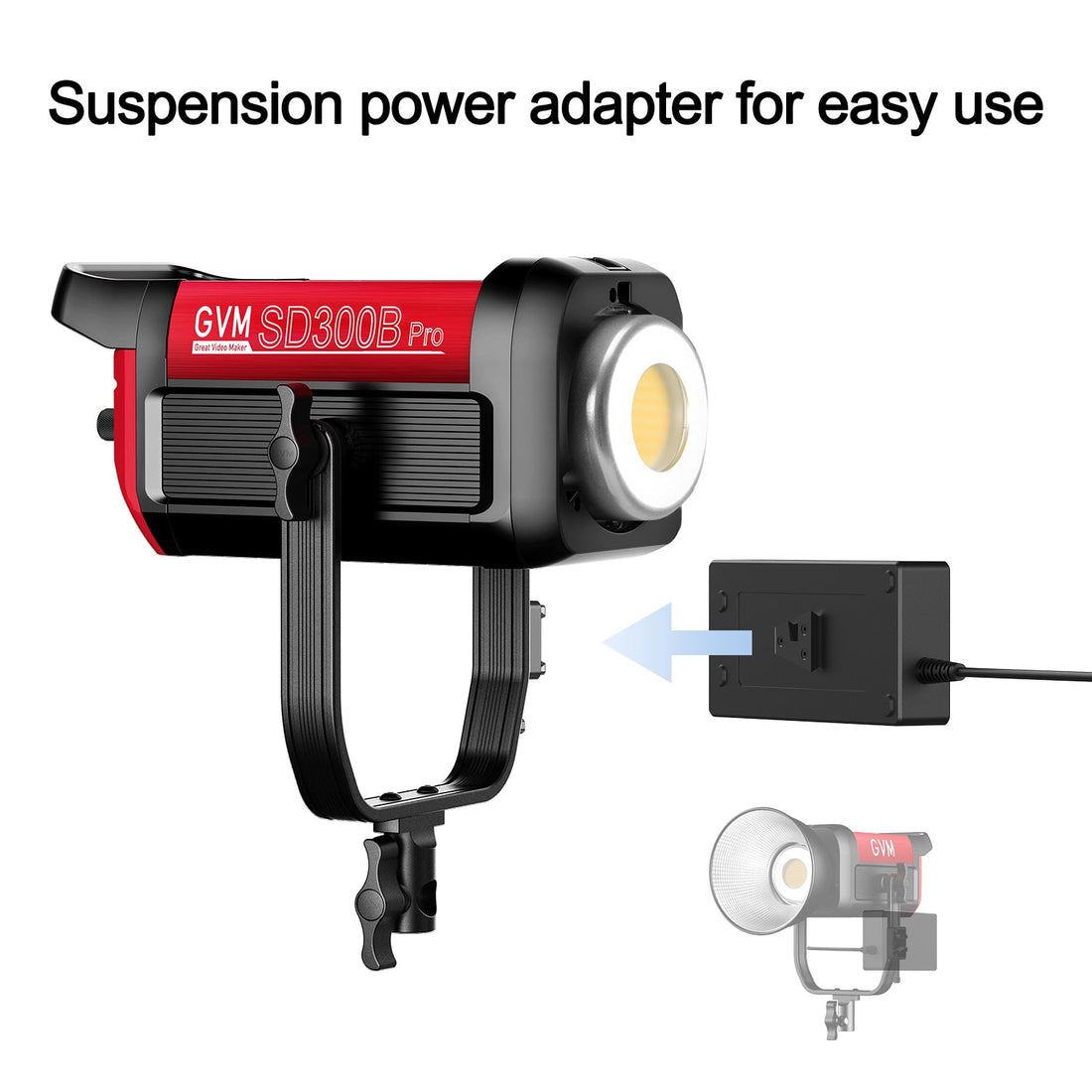 GVM PRO-SD300B 300W Bi-Color Monolight V-mount Mesh Bluetooth(Includes