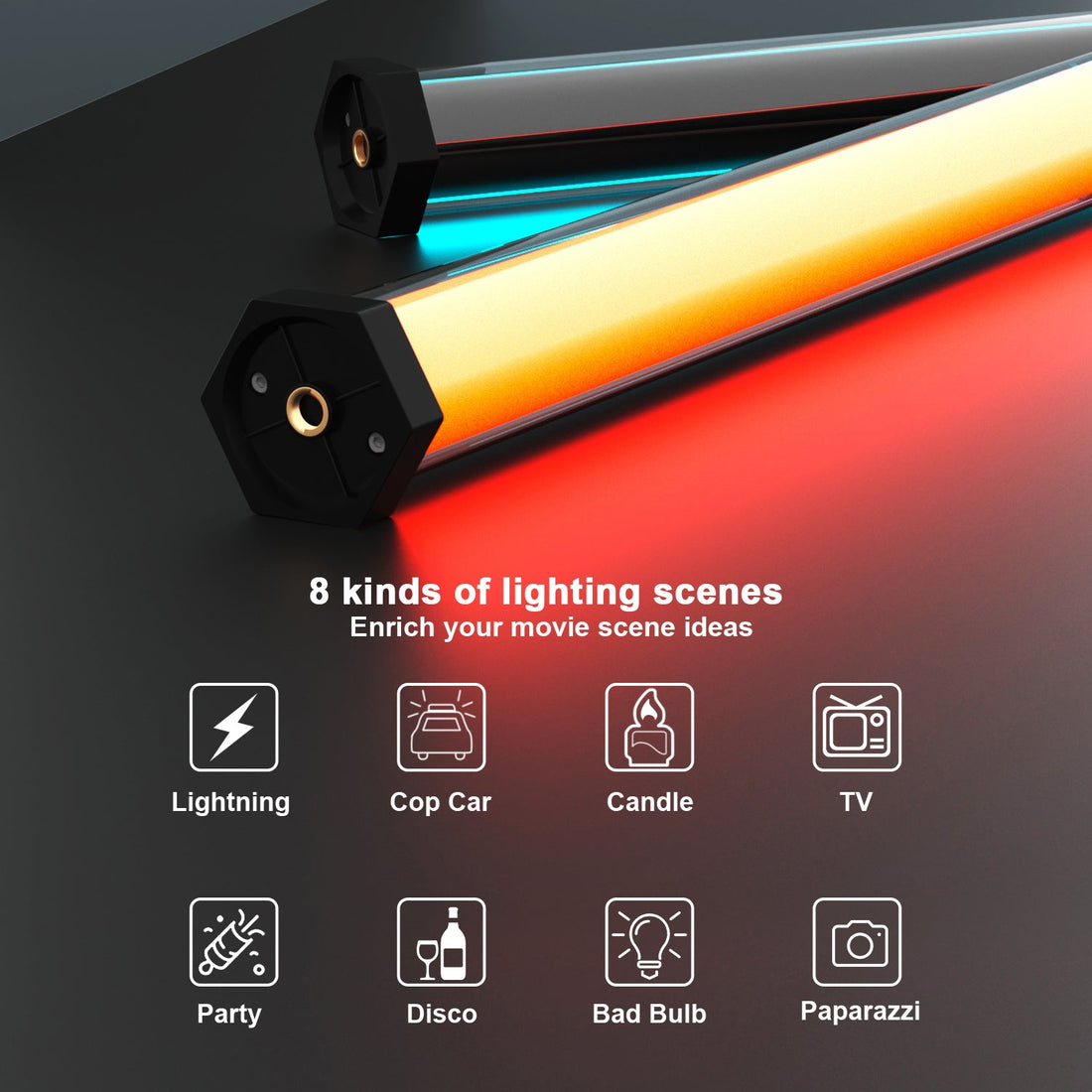 GVM BD60D Upgraded RGB Handheld LED Video Wand Light(21.8")(Buy 1 get